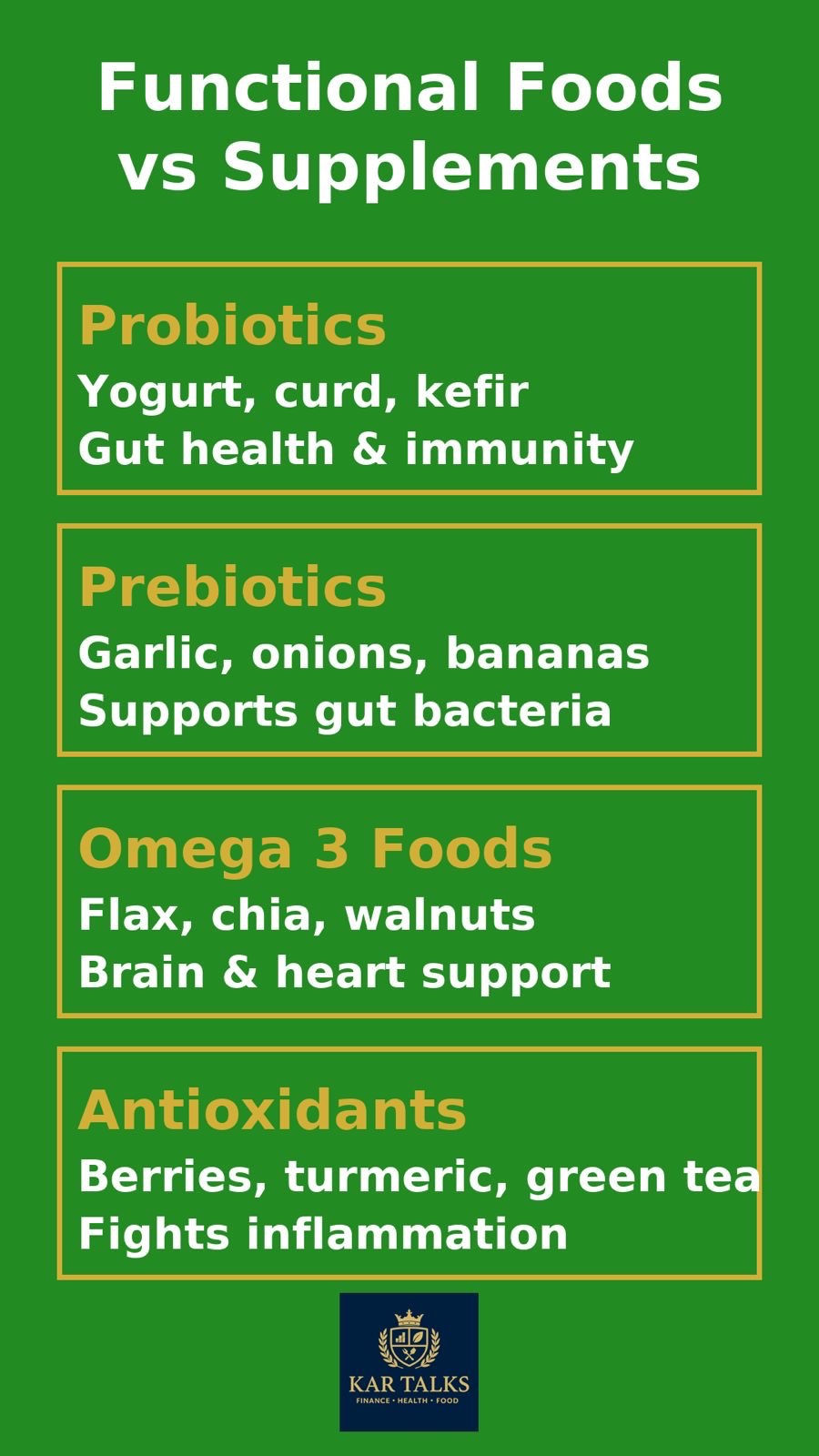 ️🥑 Functional Foods and Supplements guide - KARTALKS.COM